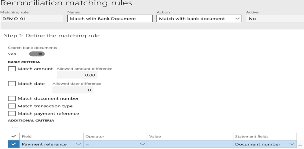 SETUP MATCHING RULES – ADVANCE BANK RECONCILIATION – Namith Hosmane's Blog