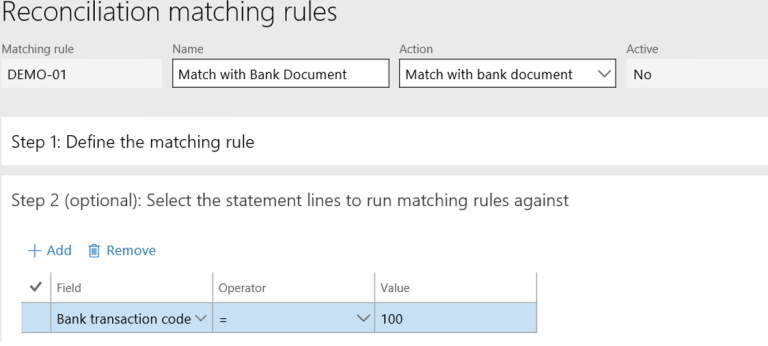 SETUP MATCHING RULES – ADVANCE BANK RECONCILIATION – Namith Hosmane's Blog