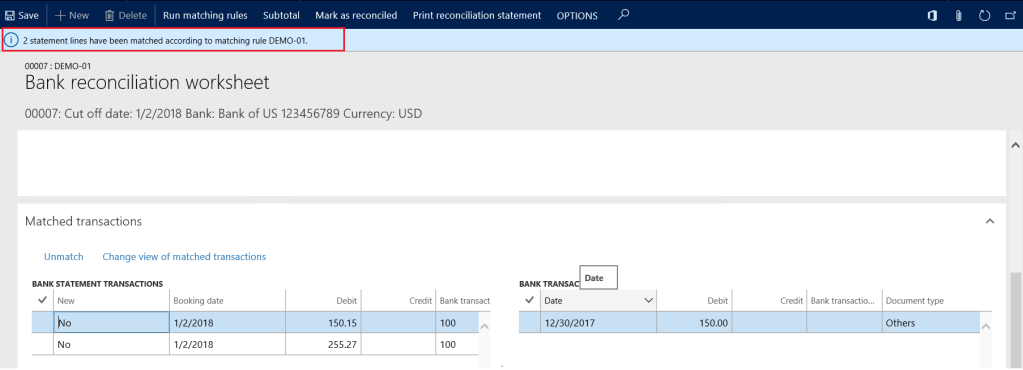 SETUP MATCHING RULES – ADVANCE BANK RECONCILIATION – Namith Hosmane's Blog