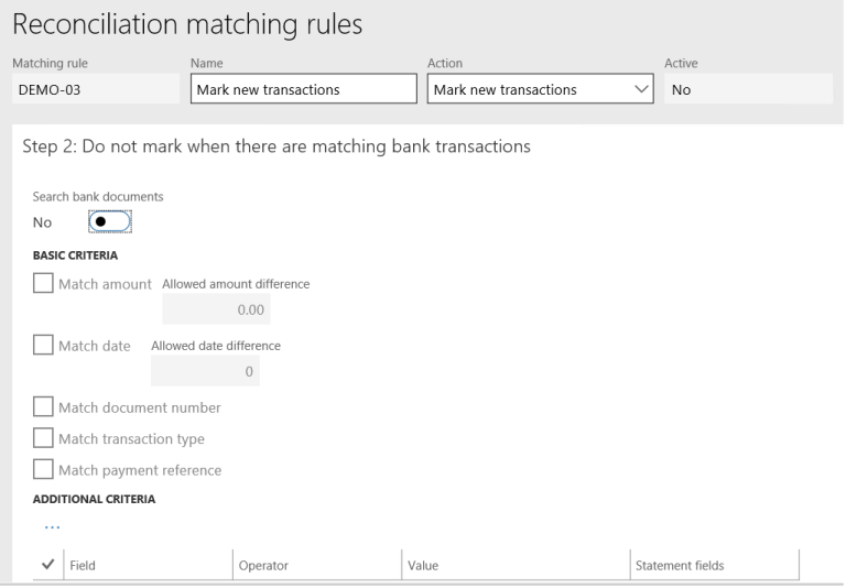 SETUP MATCHING RULES – ADVANCE BANK RECONCILIATION – Namith Hosmane's Blog